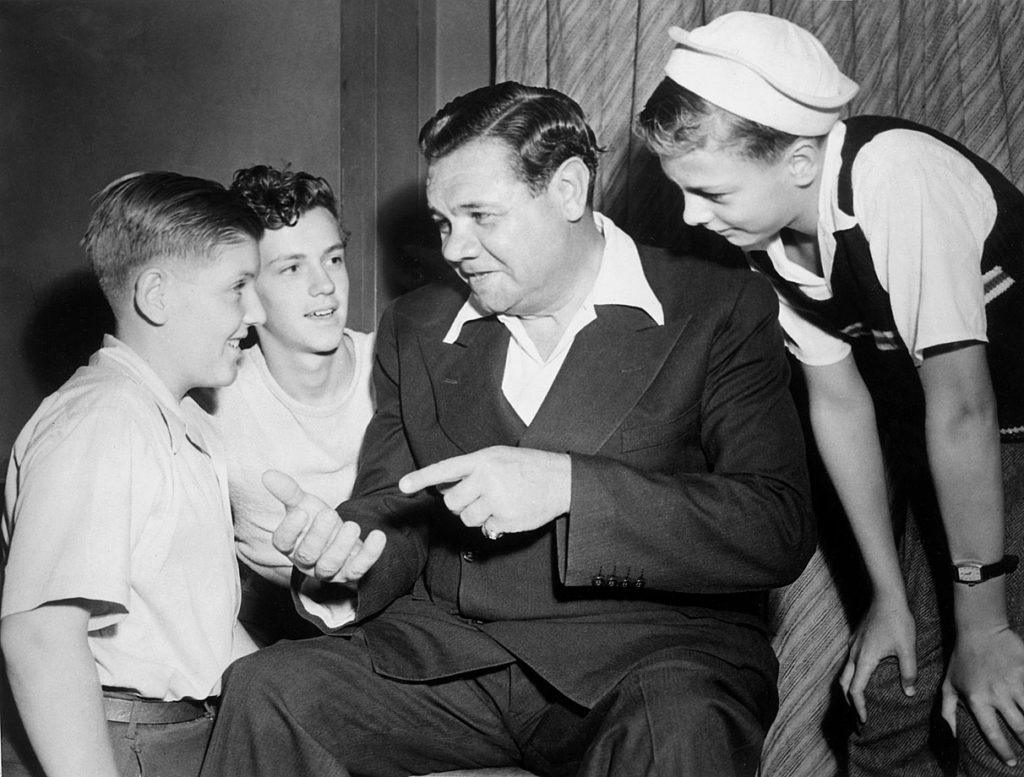Babe Ruth and Kids, 1935 - Baseball History Comes Alive