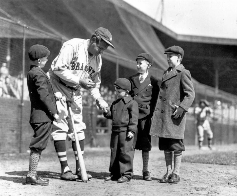 Babe Ruth and Kids, 1935 | Baseball History Comes Alive