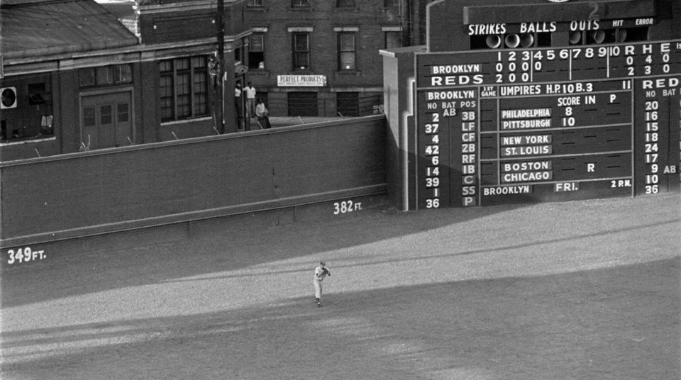 Crosley Field, Cincinnati, Ohio, July 20, 1950 – Dodgers’ Jim Russell ...